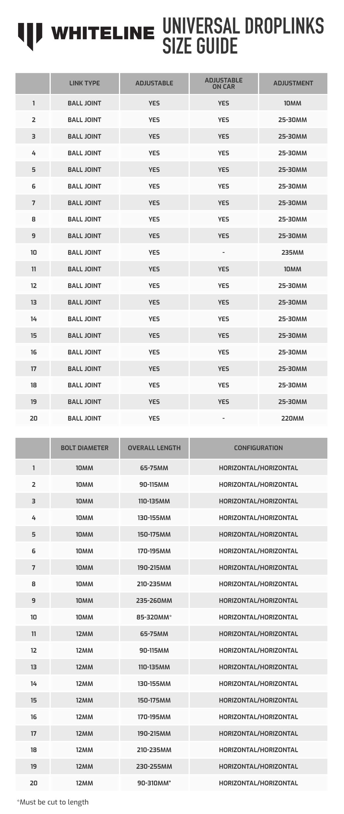 Buy Whiteline Universal Ball Joint Drop Links Demon Tweeks