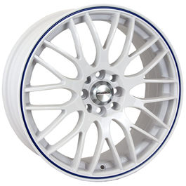 Buy Calibre Motion Alloy Wheels in White Blue Pinstripe Set Of 4 ...