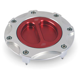 Buy Oberon Motorcycle Fuel Cap And Body - FUE-7002-SLV-RED | Demon Tweeks